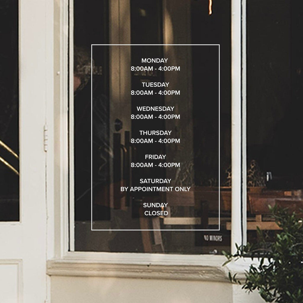 Custom Storefront Hours | Urbanwalls