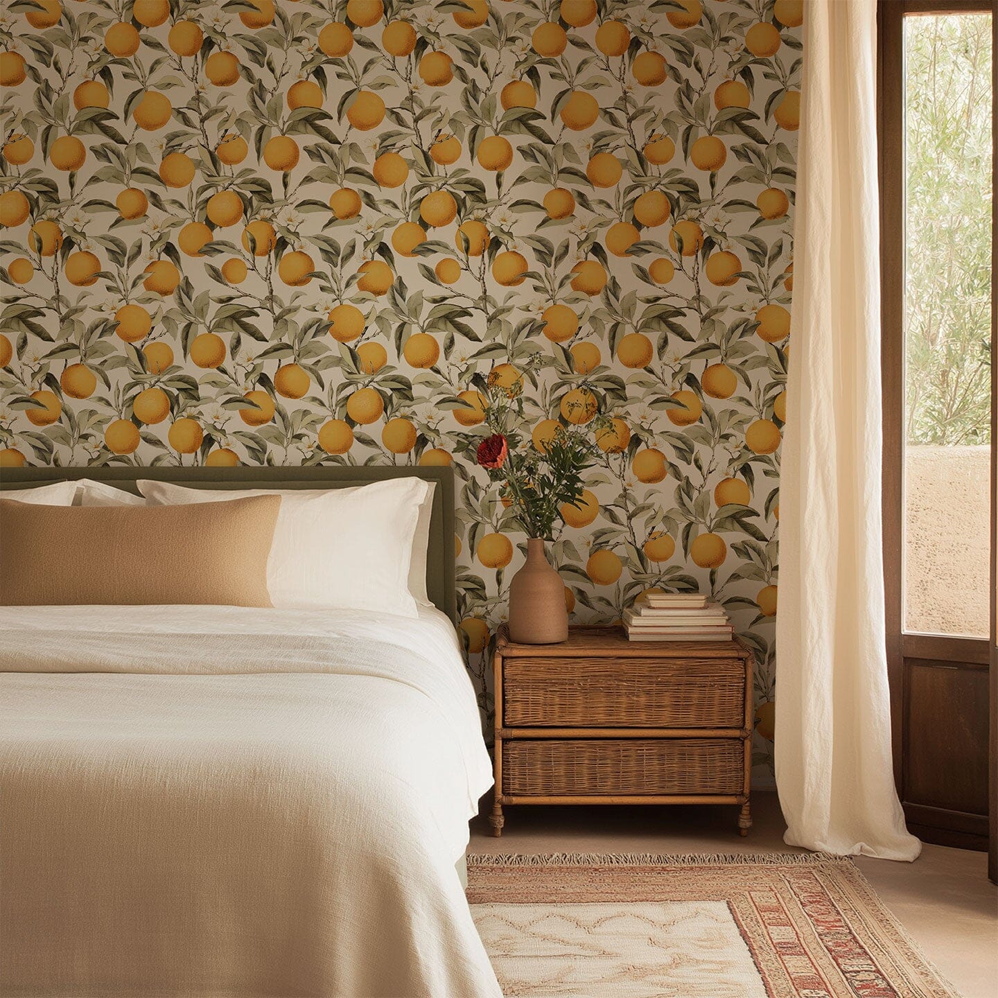 Tangerine Garden Wallpaper | Urbanwalls – Urbanwalls Inc.