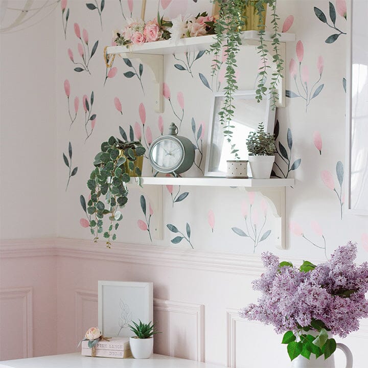 Soft Blush Floral Wall Decals | Urbanwalls
